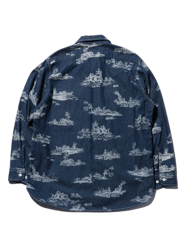 Beams Plus WORK Classic-fit Denim Discharge Jouy Print - Mildblend ...