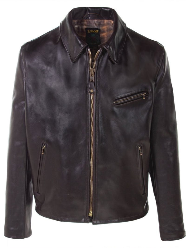 Schott 688 Brown Classic Heavy Cowhide Racer Motorcycle Jacket ...