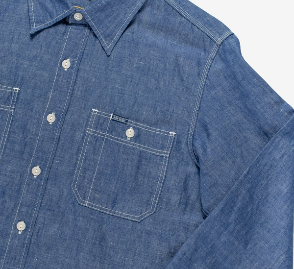 Iron Heart 10oz Selvedge Cotton Chambray Work Shirt - Mildblend Supply Co