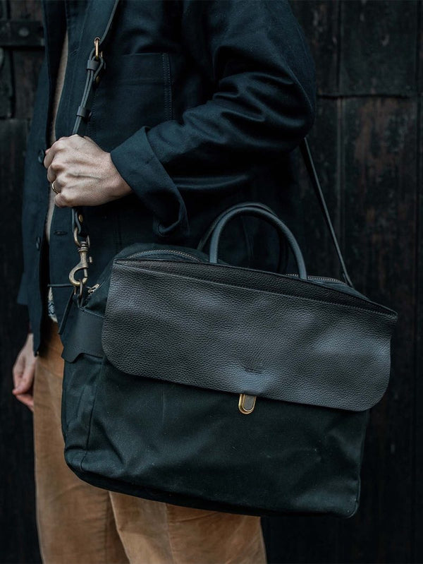 Bleu de chauffe Zeppo Black Waxed Business Bag - Mildblend Supply Co