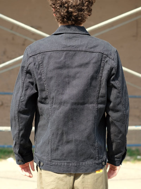 Pure Blue Japan Type 2 Sashiko Gray Black Jacket - Mildblend Supply Co