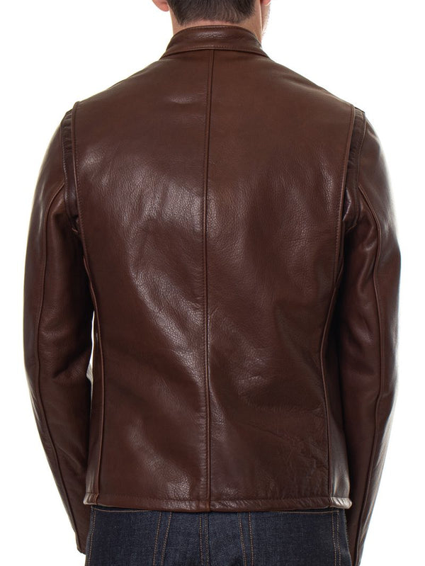 Schott 530 Brown Waxed Natural Pebbled Cowhide Café Leather Jacket ...