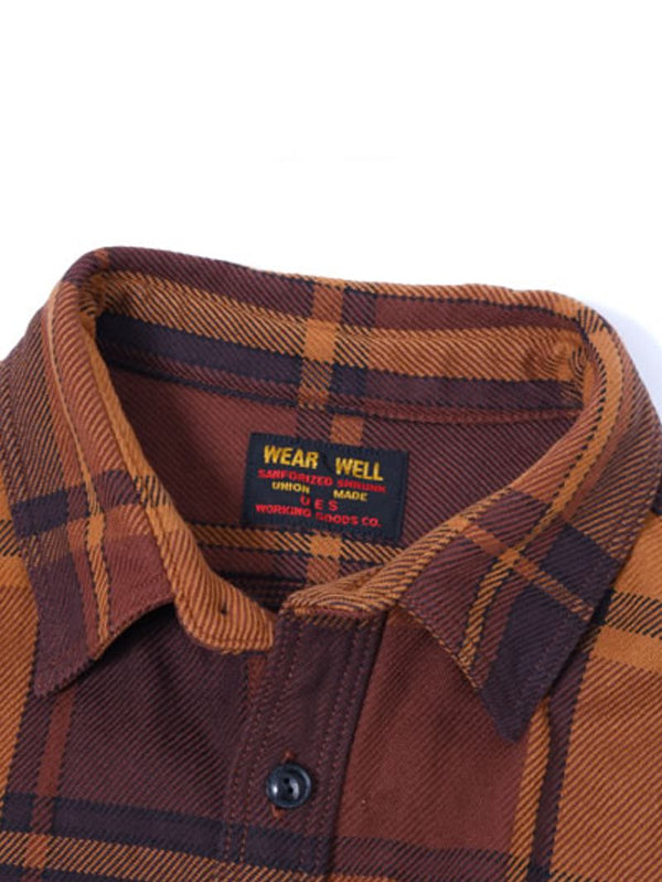UES 502451 Orange Extra Heavy Flannel Shirt - Mildblend Supply Co