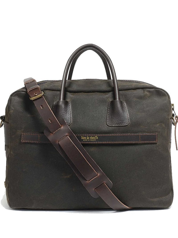 Bleu de chauffe Zeppo Khaki Olive Waxed Business Bag - Mildblend Supply Co