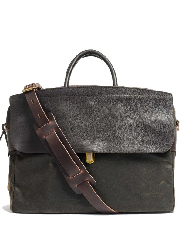 Bleu de chauffe Zeppo Khaki Olive Waxed Business Bag - Mildblend Supply Co