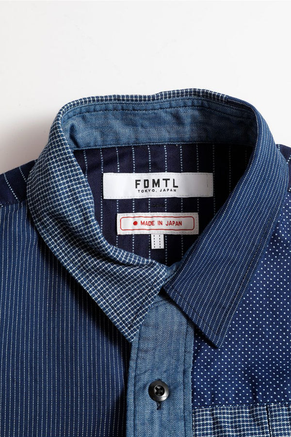 FDMTL Patchwork Shirt Rinsed Indigo - Mildblend Supply Co